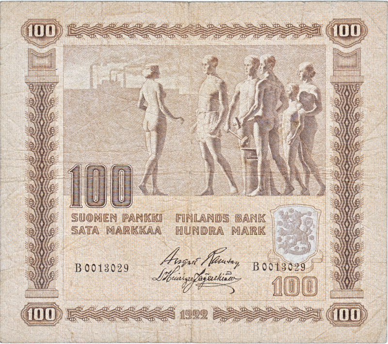 100 Markkaa 1922 Setelit